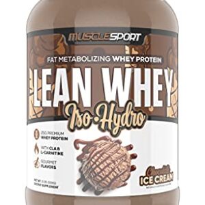 Musclesport Lean Whey Revolution™ Protein Powder - Whey Protein Isolate - Low Calorie, Low Carb, Low Fat, Incredible Flavors - 25g Protein per Scoop - 2lb Chocolate Ice Cream