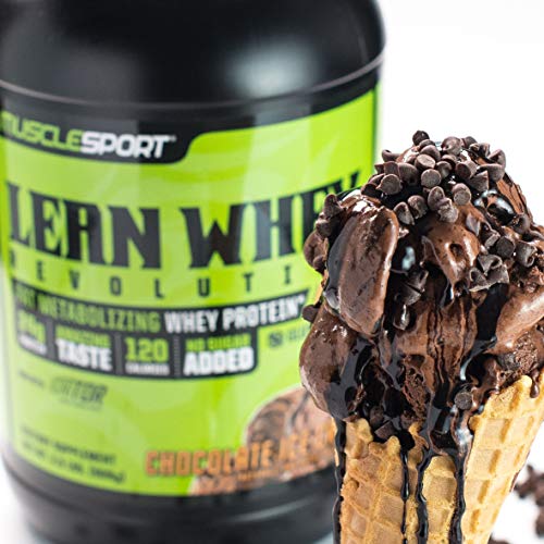 Musclesport Lean Whey Revolution™ Protein Powder - Whey Protein Isolate - Low Calorie, Low Carb, Low Fat, Incredible Flavors - 25g Protein per Scoop - 2lb Chocolate Ice Cream