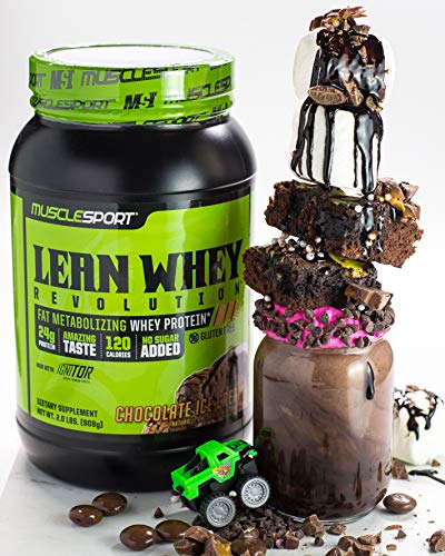 Musclesport Lean Whey Revolution™ Protein Powder - Whey Protein Isolate - Low Calorie, Low Carb, Low Fat, Incredible Flavors - 25g Protein per Scoop - 2lb Chocolate Ice Cream