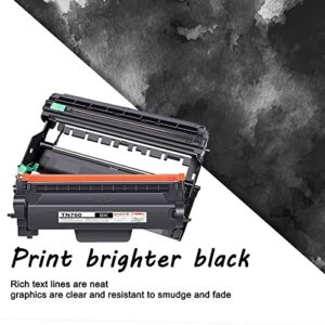 1 Pack TN760 Toner Cartridge & 1 Pack DR730 Drum Unit Compatible TN760 DR730 Replacement for Brother DCP-L2550DW MFC-L2710DW L2750DW L2750DWXL HL-L2350DW L2370DW L2390DW L2395DW Printer