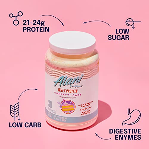 Alani Nu Whey Protein Powder, 23g of Ultra-Premium, Gluten-Free, Low Fat Blend of Fast-digesting Protein, Confetti Cake, 30 Servings