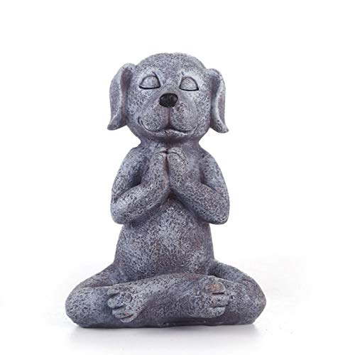 Meditating Dog Statue Buddha - Zen Dog - Namaste– Top Collection Tranquility and Peacefulness for Your Fairy Garden. 4¾ Inches Tall Miniature Gnome Figurine