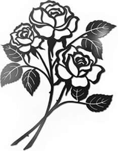 vivegate rose wall decor black metal art – rose flower wall decor black metal wall decor for living room giant roses (medium – 15″x11.5″)