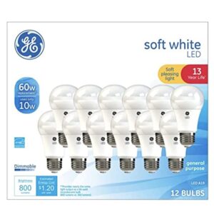 GE Soft White 60 Watt Replacement LED Light Bulbs, General Purpose, Dimmable Light Bulbs (Soft White, 12 Pack) (12)