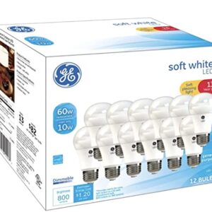 GE Soft White 60 Watt Replacement LED Light Bulbs, General Purpose, Dimmable Light Bulbs (Soft White, 12 Pack) (12)