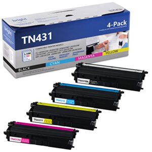 tn431bk tn431c tn431m tn431y 4pack – tn 431 tn-431 high yield toner cartridges replacement for brother hl-l8260cdw dcp-l8410cdw mfc-l8610cdw printer ink, tn431 toner cartridge set