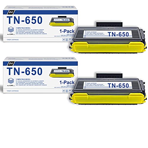 Hydr (Black,2-Pack) Compatible TN-650 Toner Cartridge Replacement for Brother TN650 MFC-8470DN MFC-8370 MFC-8460N Printer Toner Cartridge