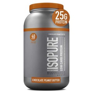 isopure low carb, vitamin c and zinc for immune support, 25g protein, keto friendly protein powder, 100% whey protein isolate, flavor: chocolate peanut butter, 3 pounds (packaging may vary)