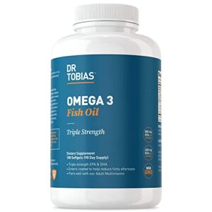 dr. tobias omega 3 fish oil – triple strength dietary nutritional supplement – helps support brain & heart health, includes epa & dha – 2000 mg per serving,180 soft gel capsules