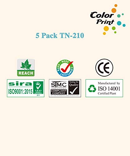 ColorPrint Compatible Toner Cartridge Replacement for Brother TN210 TN-210 TN210BK Work with DCP-9010CN HL-3070CW 3075CW 3040CN 3045CN MFC-9010CN 9125CN 9325CW Printer (2BK, 1C, 1M, 1Y, 5-Pack)