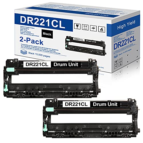 2-Black DR221 DR-221CL BK Drum Unit Replacement for Brother DR221CL DR-221CL HL-3170CDW MFC-9330CDW HL-3140CW MFC-9130CW Printer