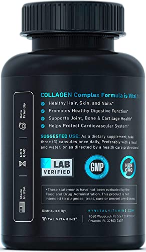 Vital Vitamins Multi Collagen Complex (2 Pack) - Type I, II, III, V, X, Grass Fed, Non-GMO