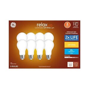 ge relax 8-pack 60 w equivalent dimmable soft white a19 led light fixture light bulbs