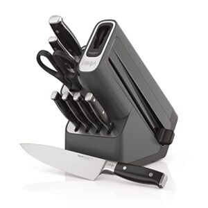 ninja k32009 foodi neverdull premium knife system, 9 piece knife block set with built-in sharpener, german stainless steel knives, black