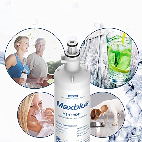 Maxblue RPWFE (with CHIP) NSF 401 Certified Refrigerator Water Filter, Replacement for GE® RPWFE, RPWF, WSG-4, WF277, GFE28GMKES, PFE28KBLTS, GFD28GSLSS, PWE23KSKSS, GYE22HMKES, DFE28JSKSS