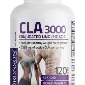 Bronson CLA 3000 Extra High Potency Supports Healthy Weight Management Lean Muscle Mass Non-Stimulating Conjugated Linoleic Acid 120 Softgels