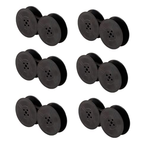 BOEDCN 6 Pack Universal Typewriter Ribbon Twin Spool Typewriter Ribbon Twin Spool Replacement for Most Typewriter - Black