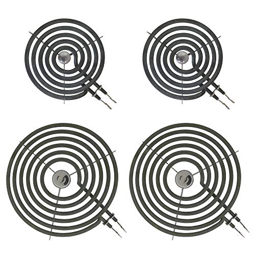 KITCHEN BASICS 101 WB30M1 WB30M2 Replacement Range Stove Top Surface Element Burner Kit for GE and Hotpoint, 4 Pack Includes 2 WB30M1 (6") and 2 WB30M2 (8"), 2912, 340523, 243867, WB30M0001