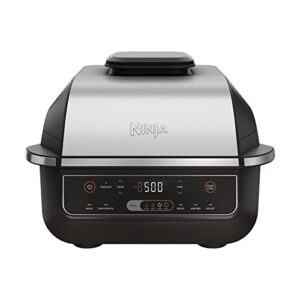 ninja eg201 foodi 6-in-1 indoor grill with air fry, roast, bake, broil, & dehydrate, 2nd generation, black/silver