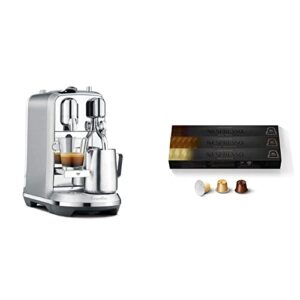 breville nespresso bne800bss creatista plus espresso machine, brushed stainless steel & nespresso capsules originalline, barista flavored pack, mild roast espresso coffee, brews 1.35 ounce