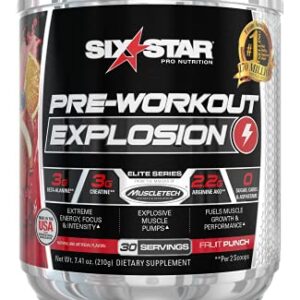 Pre Workout | Six Star PreWorkout Explosion | Pre Workout Powder for Men & Women | PreWorkout Energy Powder Drink Mix | Sports Nutrition Pre-Workout Products | Fruit Punch (30 Servings)