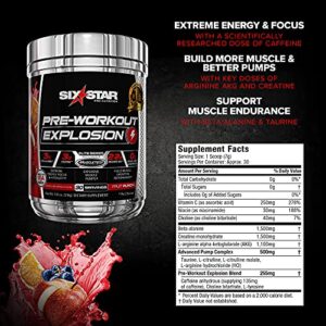 Pre Workout | Six Star PreWorkout Explosion | Pre Workout Powder for Men & Women | PreWorkout Energy Powder Drink Mix | Sports Nutrition Pre-Workout Products | Fruit Punch (30 Servings)