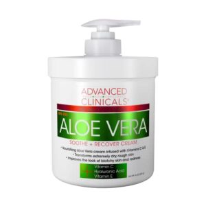 advanced clinicals aloe vera + vitamin c + hyaluronic acid face & body cream moisturizing skin care lotion, skincare moisturizer for dry skin, age spots, blotchy skin, & sun damaged skin, large 16 oz