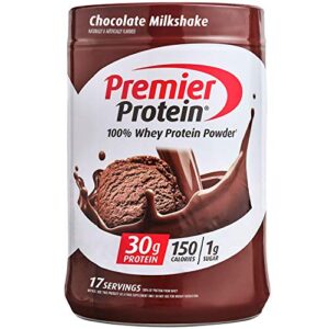 premier protein whey powder, chocolate, 24.5 oz