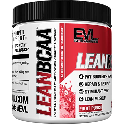 Evlution EVL LeanBCAA, BCAA’s, CLA and L-Carnitine, Stimulant-Free, Recover and Burn Fat, Sugar and Gluten Free, 30 Servings (Fruit Punch)