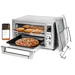 cosori air fryer toaster oven, 12-in-1 convection ovens with rotisserie & dehydrator, stainless steel, 6-slice toast, 100 recipes & 6 accessories included, work with alexa, cs130-ao