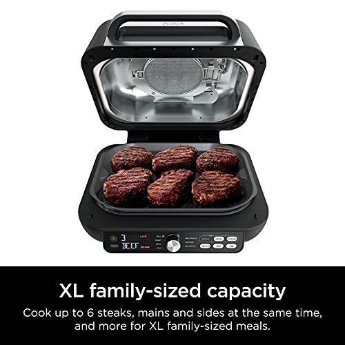 Ninja IG651 Foodi Smart XL Pro 7-in-1 Indoor Grill/Griddle Combo, use Opened or Closed, with Griddle, Air Fry, Dehydrate & More, Pro Power Grate, Flat Top Griddle, Crisper, Smart Thermometer, Black