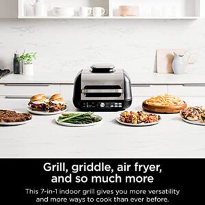 Ninja IG651 Foodi Smart XL Pro 7-in-1 Indoor Grill/Griddle Combo, use Opened or Closed, with Griddle, Air Fry, Dehydrate & More, Pro Power Grate, Flat Top Griddle, Crisper, Smart Thermometer, Black