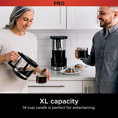 Ninja DCM201 14 Cup , Programmable Coffee Maker XL Pro with Permanent Filter, 2 Brew Styles Classic & Rich, 4 Programs Small Batch, Delay Brew, Freshness Timer & Keep Warm, Stainless Steel