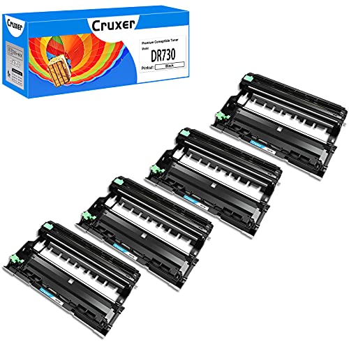 Cruxer 4-Pack Compatible Drum Unit Replacement for Brother DR730 DR-730 DR 730 Used for MFC-L2710DW DCP-L2550DW HL-L2350DW HL-L2390DW MFC-L2750DW HL-L2395DW Printer