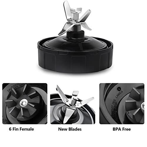 Ninja Blender Replacement Parts – Premium Grade 7 Fins Ninja Blender Blade for Ninja Blender Cups – Stainless Steel High Speed New Bearing – Leakproof Sealing Ring