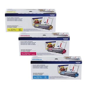 brother tn221c, tn221m, tn221y (tn-221c, tn-221m, tn-221y) cyan, magenta and yellow toner -cartridge set