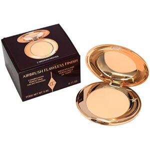 charlotte tilbury mini airbrush flawless finish setting pressed compact makeup face powder for women – 2 medium