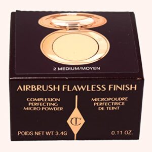 Charlotte Tilbury Mini Airbrush Flawless Finish Setting Pressed Compact Makeup Face Powder for Women - 2 Medium