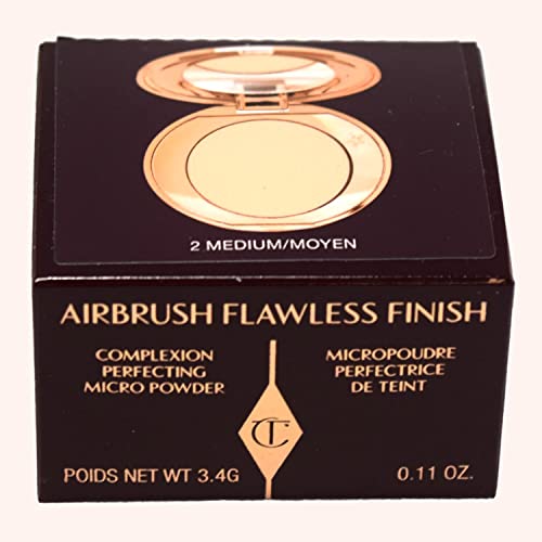 Charlotte Tilbury Mini Airbrush Flawless Finish Setting Pressed Compact Makeup Face Powder for Women - 2 Medium