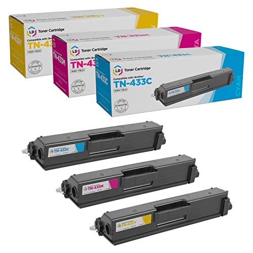 LD Products Compatible Toner Cartridge Replacements for Brother TN433 High Yield (Cyan, Magenta, Yellow, 3-Pack) for use in HL-L8260CDW, HL-L8360CDW, HL-L8360CDWT, HL-L9310CDW, MFC-L8610CDW