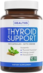 thyroid support with iodine – 120 capsules (non-gmo) improve your energy – ashwagandha root, zinc, selenium, vitamin b12 complex – thyroid health supplement – 60 day supply