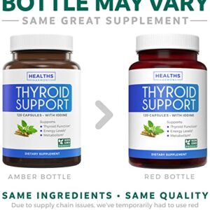 Thyroid Support with Iodine - 120 Capsules (Non-GMO) Improve Your Energy - Ashwagandha Root, Zinc, Selenium, Vitamin B12 Complex - Thyroid Health Supplement - 60 Day Supply