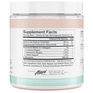 Alani Nu BCAA Branched Chain Essential Amino Acids Supplement Powder, Muscle Recovery Vitamins for Post-Workout, Sour Peach Rings, 30 Servings