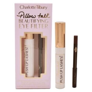 charlotte tilbury pillow talk mascara & eyeliner beautifying eye filter set:: push up lashes volumizing & lengthening mascara for eyelashes and pillow talk eyeliner