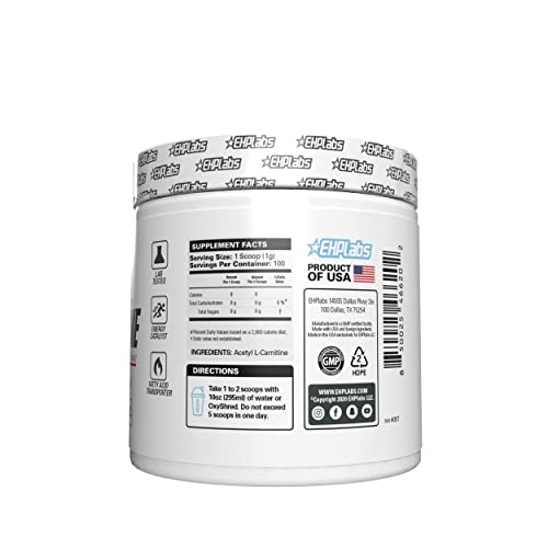 EHPlabs Acetyl L-Carnitine - Supports Natural Energy Production, Aids Metabolism, Assists in Healthy Brain Function, Supports Heart Health, Non-GMO, Vegan, Gluten Free - 100 Serves