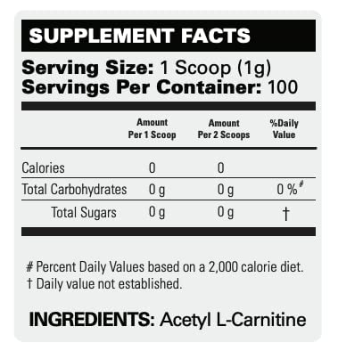 EHPlabs Acetyl L-Carnitine - Supports Natural Energy Production, Aids Metabolism, Assists in Healthy Brain Function, Supports Heart Health, Non-GMO, Vegan, Gluten Free - 100 Serves