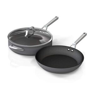 ninja c33000 foodi neverstick premium 3-piece cookware set, 12-inch fry pan, 5-quart sauté pan with glass lid, hard-anodized, nonstick, durable & oven safe to 500°f, slate grey