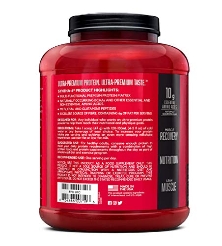 BSN SYNTHA-6 Whey Protein Powder with Micellar Casein, Milk Protein Isolate Powder, Vanilla Ice Cream, 48 Servings (Packaging May Vary)