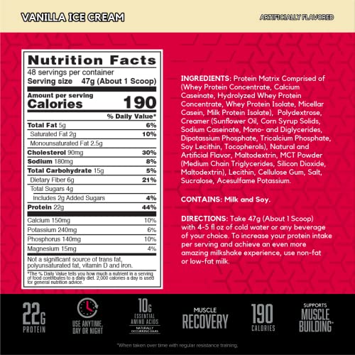 BSN SYNTHA-6 Whey Protein Powder with Micellar Casein, Milk Protein Isolate Powder, Vanilla Ice Cream, 48 Servings (Packaging May Vary)