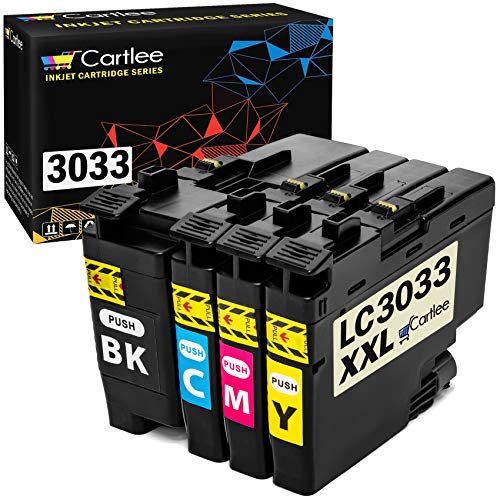 Cartlee 4 Compatible Ink Cartridges Replacement for LC3033 XXL High Yield for Brother MFC-J995DW XL MFC-J805DW MFC-J815DW MFC LC 3033XXL Printer 1 Black, 1 Cyan, 1 Magenta, 1 Yellow